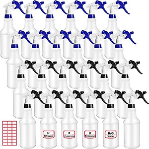 16 oz Plastic Spray Bottle for Cleaning Solutions, Spray Bottles Bulk Empty and Reusable Leak Proof Spraying Bottles for Cleaning, Water, Auto Details, Commercial, Bathroom, Kitchen(Black, White)