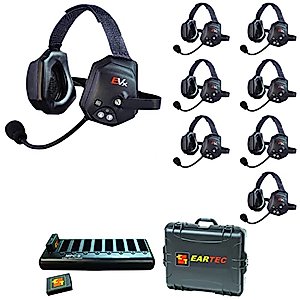 EARTEC Evade EVXT8 Xtreme Full Duplex Wireless Intercom System with 8 Dual Speaker Headsets
