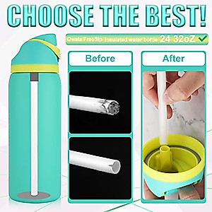 6PCS Replacement Straws for Owala Water Bottle 24 oz 32 oz, Reusable Plastic Straws with Cleaning Brush for Owala Cup 24oz 32oz Travel Tumbler Accessories Parts Straws for Sports Bottle(White)