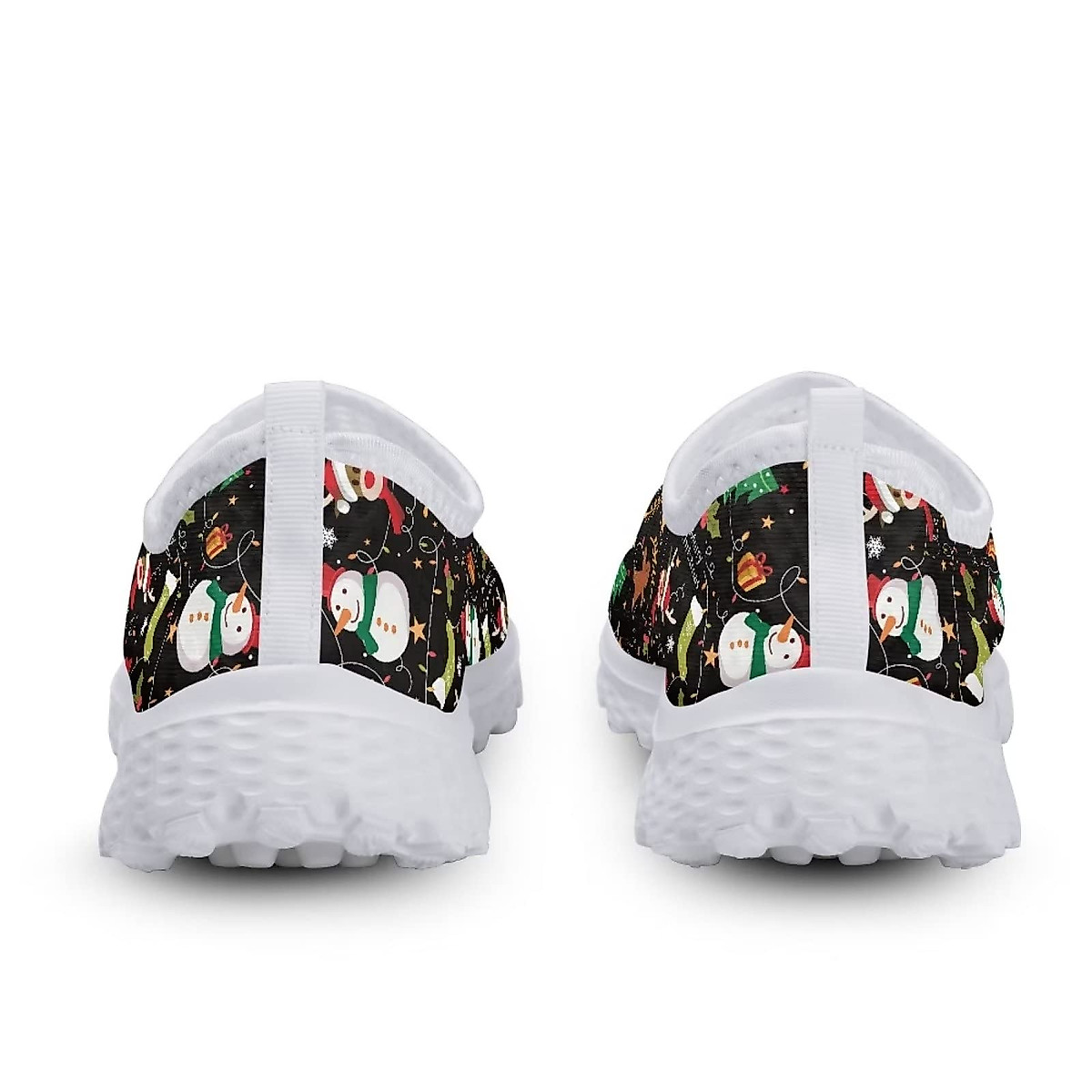Ystardream Christmas Snowman Elk Women's Casual Walking Shoes Work Slip-on Sneakers Fashion Lightweight Breath Mesh Air Cushion Shoe Lady Girls Athletic Dance Casual