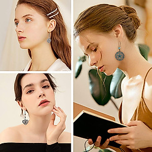 45 Pairs Fashion Hollow Drop Dangle Earrings Set for Women Girls Bohemian National Style Eardrop with Bronze Waterdrop Leaf Feather Shaped Vintage Jewelry for Gifts