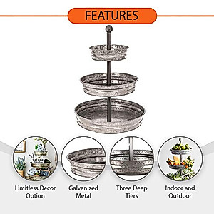 BELMAKS Tiered Tray 3 Tiered Stand Three Tear Serving Tray Farmhouse Cupcake Stand Cupcake Stand Galvanized Metal Tier Tray Three Tier Tray Farmhouse Galvanized Tiered Serving Stand Three Tier Tray
