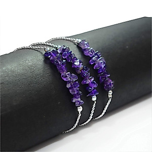 Gempires Natural Purple Amethyst Crystal Bracelet February Birthstone Gifts Hypoallergenic 8 Inch Silver Plated Lightweight Bracelets For Women