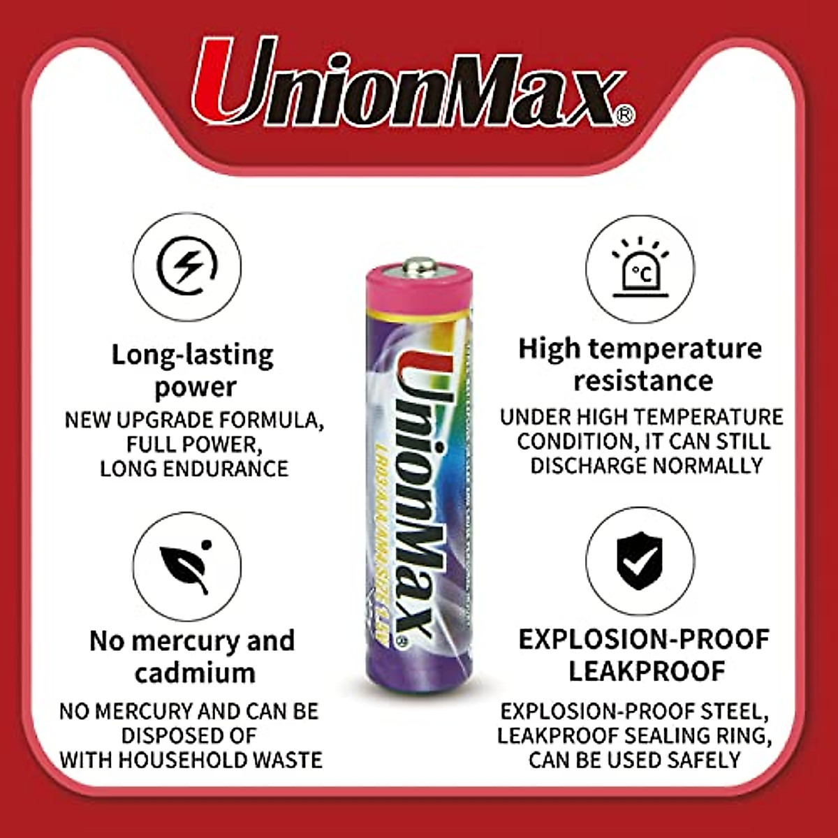 UnionMax AAA Alkaline Battery Super Power Premium LR03/AAA 1.5 Volts 20PCS Paper Pack