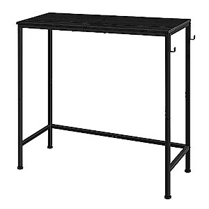 Small Console Table Black Entryway Table Modern Narrow Long Sofa Table Skinny Hallway Table Thin Behind Sofa Table Console Tables for Entryway 31.5 Inch with 2 Hooks, Sofa Side Display for Hallway