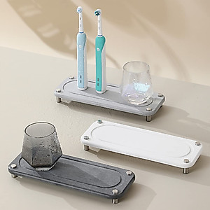 AfooBezos | Stone Drying Mat for Kitchen Counter | Stone Dish Drying Mat with 4 Interchangeable Stainless Steel Feet | Dish Drying Stone | Diatomaceous Earth Dish Drying Mat Sink Organizer