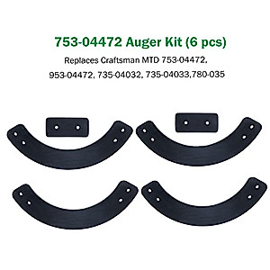 POSFLAG 753-04472 Auger Kit with 731-1033 Scraper Plate F6RTC Spark Plug Replaces MTD 735-04033, 735-04032, 731-0778, 731-0812 for Troy-Bilt Squall 210, 521, 721, 2100, 5521 21" Snow Throwers