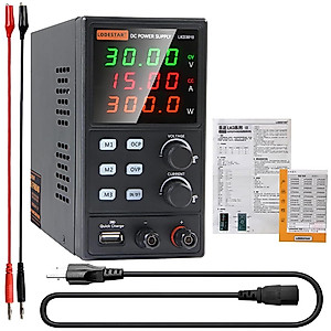 GALOOK DC Power Supply Variable, Bench Power Supply with 3 Memory Storage, Encoder Knob, 4-Digit LED Display, USB Interface Programmable Adjustable Switching Regulated Variable Power Supply(30V 10A)