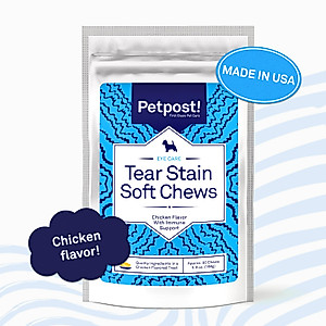 Petpost | Tear Stain Remover Chicken Flavored Soft Chews - Delicious Chicken Treat & Eye Stain Supplement for Dogs - Natural Treatment for Tear Stains on White Fur Angels 90 ct.