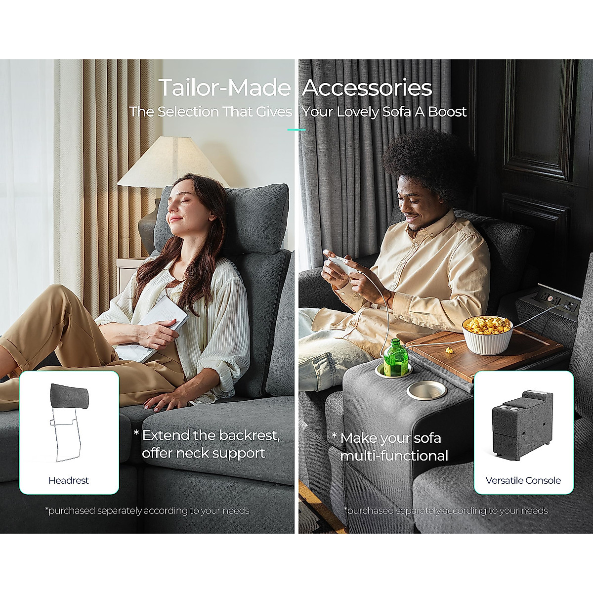 LINSY HOME Modular Sectional Sofa, Convertible U Shaped Sofa Couch with Storage, Memory Foam, Modular Sectionals with Ottomans, 6 Seat Sofa Couch with Chaise for Living Room, Dark Grey