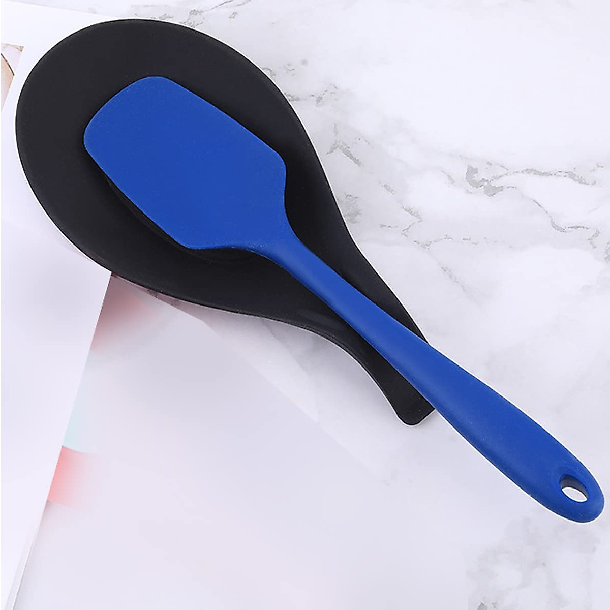 1pcs Silicone Spoon Rest 9 inches Large Size for kitchen Counter Silicone Utensils Ladle Holder Large Black