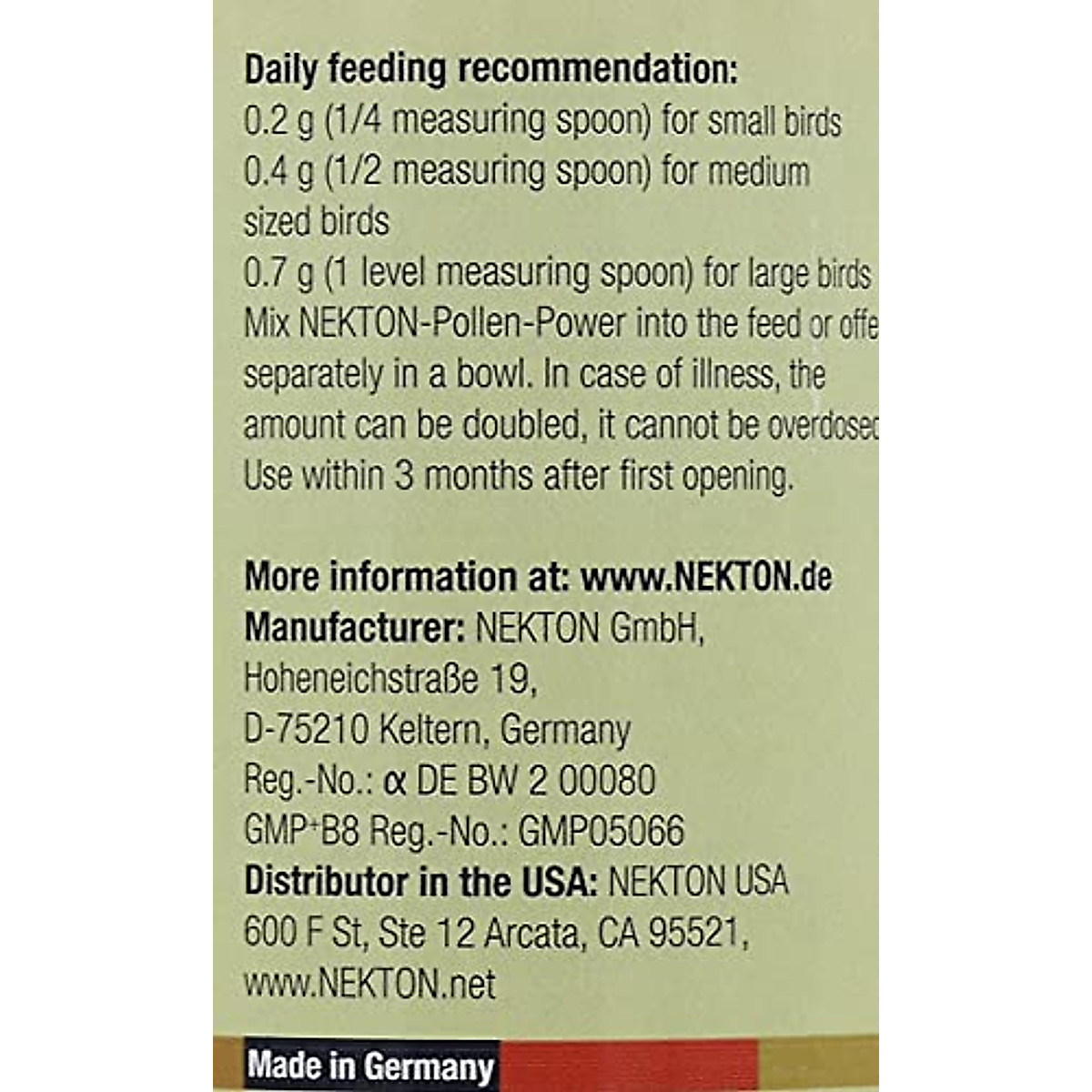 Nekton Pollen-Power for Birds 90g/ 3.1oz