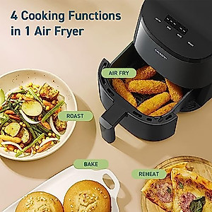 COSORI Small Air Fryer Oven 2.1 Qt, 4-in-1 Mini Airfryer, Bake, Roast, Reheat, Space-saving & Low-noise, Nonstick and Dishwasher Safe Basket, 30 In-App Recipes, Sticker with 6 Reference Guides, Gray