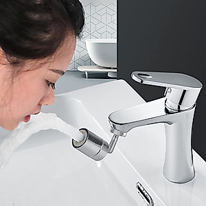 VJJB Faucet Extender,Universal Splash Filter 720 Rotating Faucet, Swivel Sink Faucet Aerator for Face Washing, Eye Flush and Gargle, 2 Water Outlet Modes for Kitchen and Bathroom Sink (With Adapter)