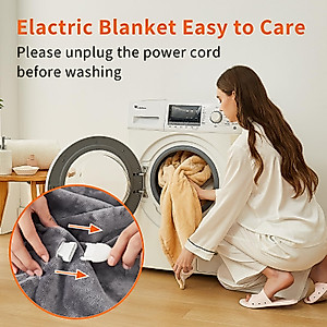 Homemate Heated Electric Blanket Queen Size - 84"x90" Heating Bed Blanket Throw with 10 Heating Levels 8 Hours Auto Off Fast Heating Over-Heat Protection Ultra Soft Flannel ETL Certified, Beige