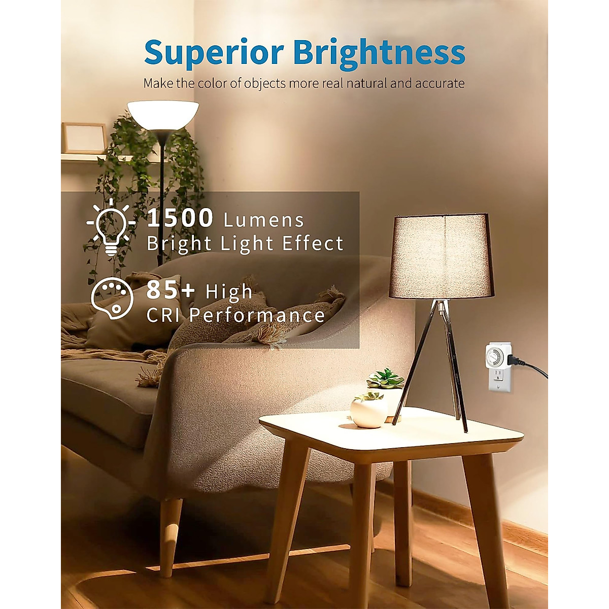 TJOY LED Light Bulbs, 100 Watt Equivalent A19, 5000K Daylight LED Bulbs, 15W Bright White Light Bulbs, Energy Saving Light Bulb with E26 Standard Base, 1500 Lumens Non Dimmable Lamp Bulb, 12 Pack