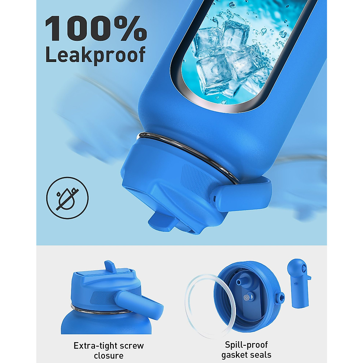 TOURIT 32 oz Insulated Water Bottle, Stainless Steel Water Bottles With Straw, Double Wall Vacuum Metal Thermos for Cold and Hot Drinks, Leak Proof BPA Free Water Flask for Sports and Travel, Pink