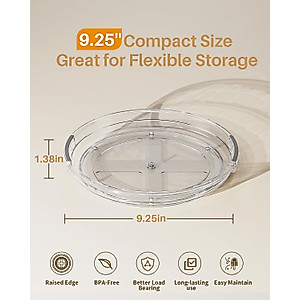 LAMU 2 Pack Lazy Susan Organizer 9.25 inch Turntable for Cabinet, Small Spice Organization for Cabinet, Kitchen, Pantry, Table Top, Fridge, Countertop, Medicine Cabinet Organizer, Clear