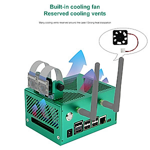 Yahboom Jetson Nano Aluminum Alloy Case Compatible with Orin Nano Orin NX Xavier NX, Metal Case with Cooling Fan Reasonable Design Bright Green Metal for Superior Heat Dissipation