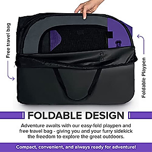 Ruff 'N Ruffus Portable Foldable Pet Playpen + Free Carrying Case + Free Travel Bowl | Available in 3 Sizes (Medium (29"x29"x17"))