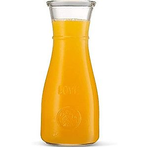 750 ml Carafe Pitcher Glass - The LOVE Drink, Juice, Glass Water Pitcher & Water Carafe - Elegant Wine Decanter & Mimosa Bar Set - Easy Grip Neck & Wide Mouth for Pouring by Kitchen Lux