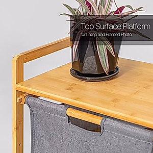 MoNiBloom 3 Section Clothing Storage Removable Bamboo Organizer Unit with Pull-Out Fabric Baskets for Bedroom Laundry Home Office, Grey