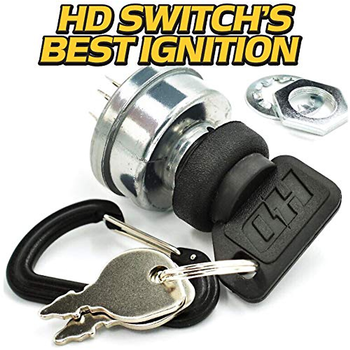 HD Switch Replaces Troy-Bilt/MTD, Pro-Line FRT, Proline, Horse, Big Red - Garden Tiller - Rear Roto-Tiller Starter Ignition Key Switch - Ultimate Dual Protection Upgrade - 3 Keys & Free Carabiner