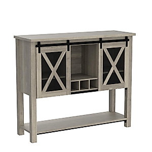 IDEALHOUSE Coffee Bar Cabinet, Sideboard Buffet Storage Cabinet with Storage, Farmhouse Wine Bar Cabinet with Wine Glass Rack, Liquor Cabinet Bar for Home, Kitchen, Dining, Living Room