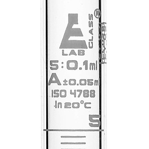 EISCO Graduated Cylinder, 5ml - Class A Tolerance ±0.05ml - Round Base - White Graduations - Borosilicate 3.3 Glass