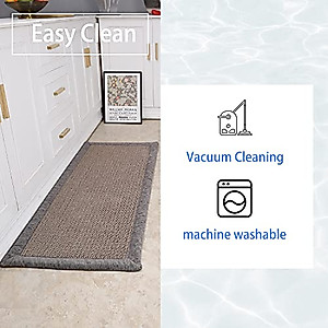 qianyingmeng Kitchen Mat,Kitchen Rugs Non Skid,Anti Fatigue Mats for Kitchen Floor,Kitchen Sink Mats,Kitchen Rugs Washable,Farmhouse Kitchen Rugs,Kitchen Mat Cushioned (W20xL31.5 +W20xL47, Grey)