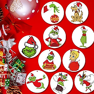 AMZFAVOR 10Pcs Christmas Tree Ornaments Set - 2023 Funny Christmas Decorations Wood Hanging Tree Ornaments for Christmas Holiday Tree Home Decoration