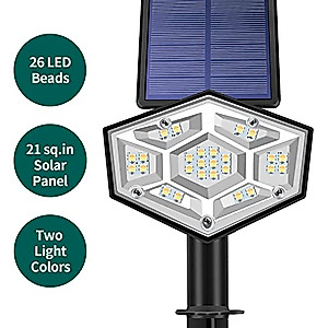 Gulliva Solar Spot Lights Outdoor, 26 LED Beads Solar Spotlight, IP65 Waterproof, 4 Lighting Modes in Angle of 120° Solar Powered Landscape Lights for Yard/Garden/Patio(6 Pack)
