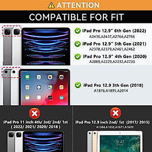 Zonefoker Case for New iPad Pro 12.9 inch 6th/5th/4th/3rd Generation 2022/2021/2020/2018, 12.9'' ipad Pro Leather Folio Protective Cover 6/5/4/3 Gen with Pencil Holder, Auto Wake/Sleep, Marble Purple