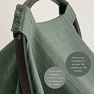 MOZAH 100% Organic Muslin Carseat Cover Boy or Girls Muslin Car Seat Cover Car Seat Cover for Babies (Roman Green)