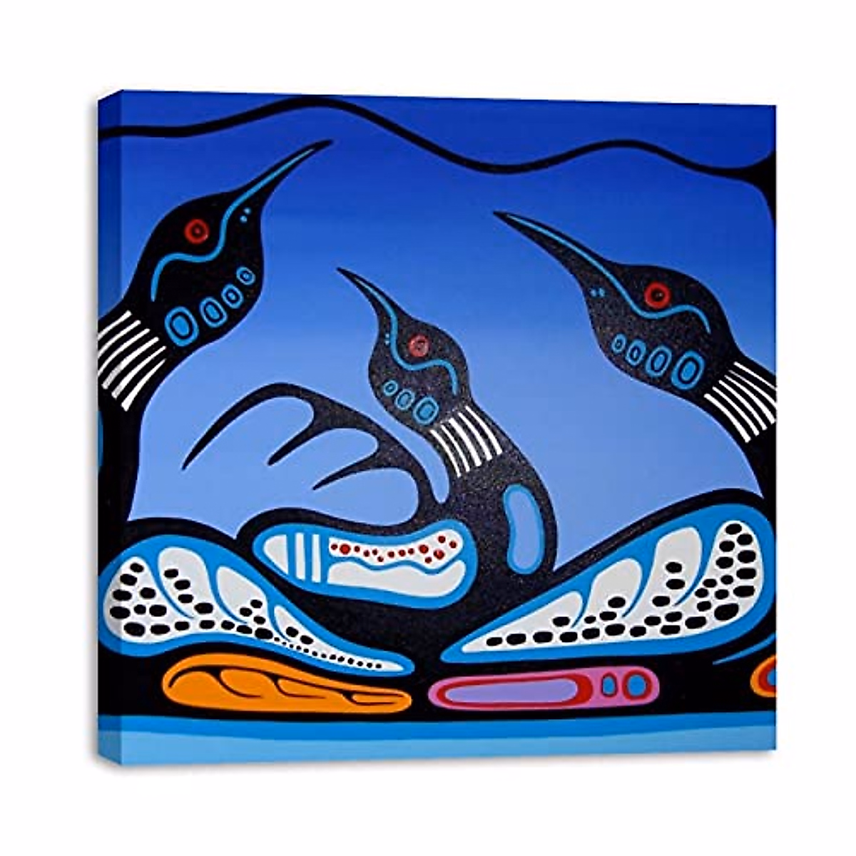 Framed Canvas Wall Art Birds Loons Oil Painting Artwork Picture Posters Wall Decor for Living Room Bedroom Bathroom Office Home Decoration