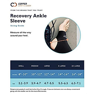 Copper Compression Ankle Orthopedic Brace - Copper Infused Plantar Fasciitis Sleeve Relief for Foot Pain, Ankle Sprain, Arch Support, Achilles Tendonitis, Tendons & Heel Spurs Fits Men & Women - Large