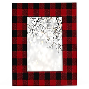 JXDXHCW 4x6 Picture Frame Red Buffalo Plaid Home Gallery Wall Tabletop Decor with Stand Hanging Hook for Photos Certificate Poster Collage Display-Checkered Pattern Frame