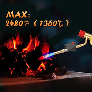 DOMINOX Propane Torch Head, 360 Degrees Portable Trigger Start Turbo Torch Tips Propane, Map, Mapp Gas Torch for Brazing, Soldering, Welding, Ignition, Cooking
