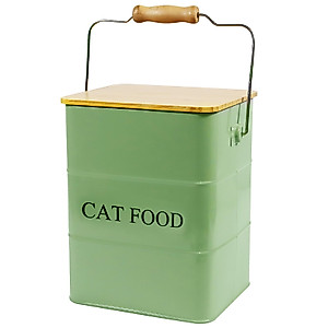 Yomjarl Farmhouse Cat Food Storage Container,6L Cat Food Canisters,Pet food Container Hold 5~6lbs Cat Food Treats,Airtight Cat food Storage with Lid and Scoop,Kibble Container Countertop-Green…
