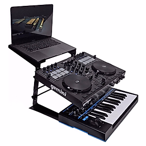 Rockville Rock2d2 Adjustable Dual Shelf DJ Controller Midi Keyboard Laptop Stand