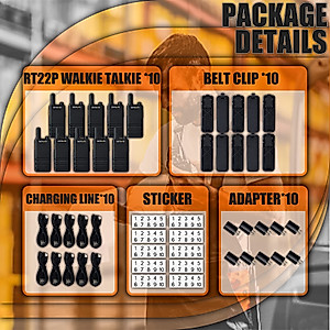 Retevis RT22P,New Version of RT22(2.0),Portable FRS Two-Way Radios,Walkie Talkies for Adults Rechargeable,1620mAh Battery,USB-C,VOX,Radio Walkie Talkie Business School Restaurant Retail(10 Pack)