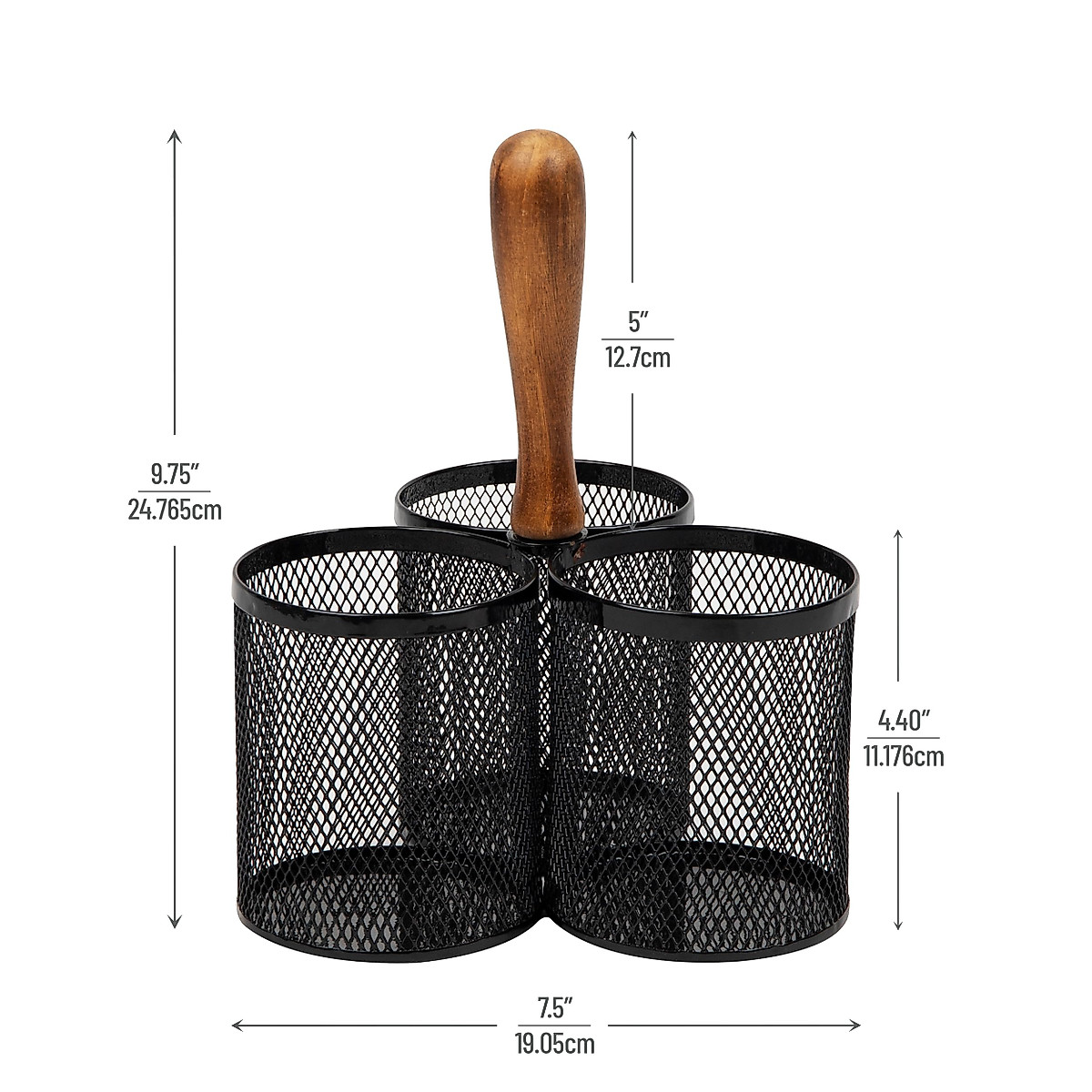 Mind Reader Metal Utensil Caddy, Silverware Organizer, Cutlery Holder, 3-Section, Black