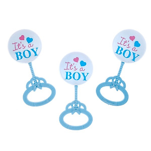 Homeford Mini Plastic Baby Rattle Favor Decorations, 3-1/2-Inch, 12-Count (Blue)