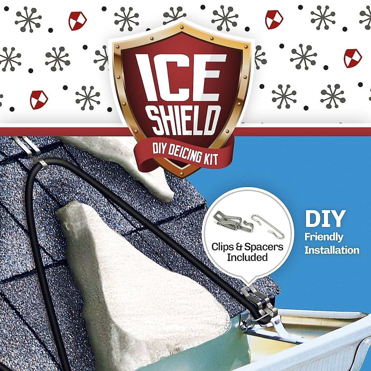 WarmlyYours Ice Shield Roof & Gutter Deicing Cable Kit, Protect from Ice and Snow Damage (20 ft)