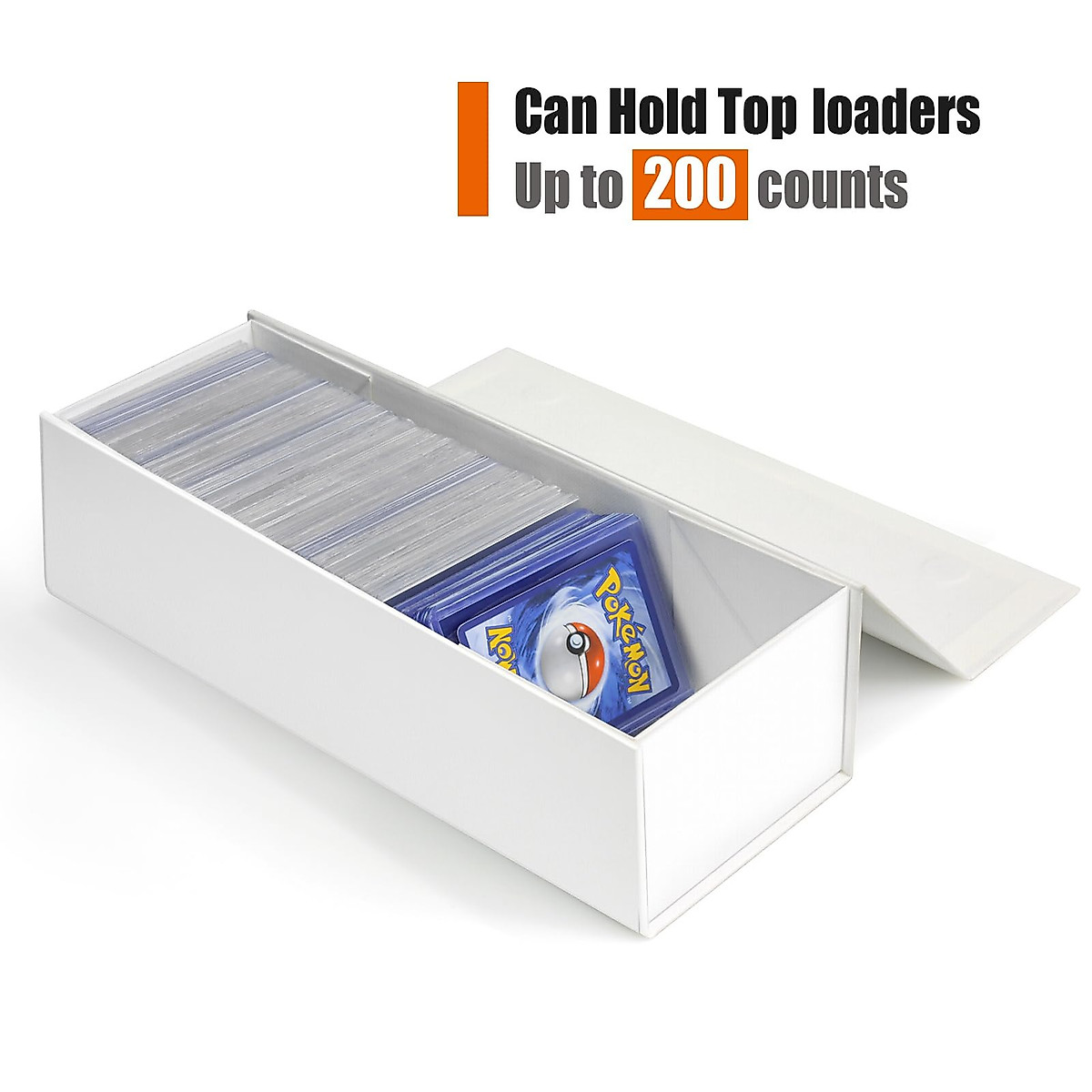 900+ Cards or 200 Top Loaders Box, Baseball Card Storage Box, Trading Card Storage Box for Trading Cards, Gaming Cards and Sport Cards, White, 13x4x3 inches, 2 Count