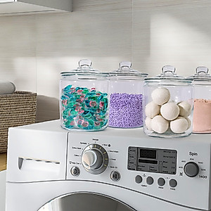 Set of 2, 1 Gallon Glass Cookie Jar, Large Glass Jars with Airtight Lids, Clear Storage Container for Keep Fresh, Kitchen Food Organization Canisters for Candy, Flour, Sugar, Coffee