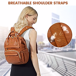 LOVEVOOK Fashion Backpack Purse for Women,12.5inch Waterproof Leather Cute Small Backpack Daypacksg,Brown