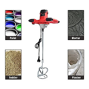 Paint Cement Mixer,2100W Portable Concrete Mixer For Mud Plaster Mixing,110V Grout Mixer Concrete Tools,6 Speed Handheld Mortar Mixer with Gloves For Mixing Mud, Cement, Mortar, Paint, Fodder
