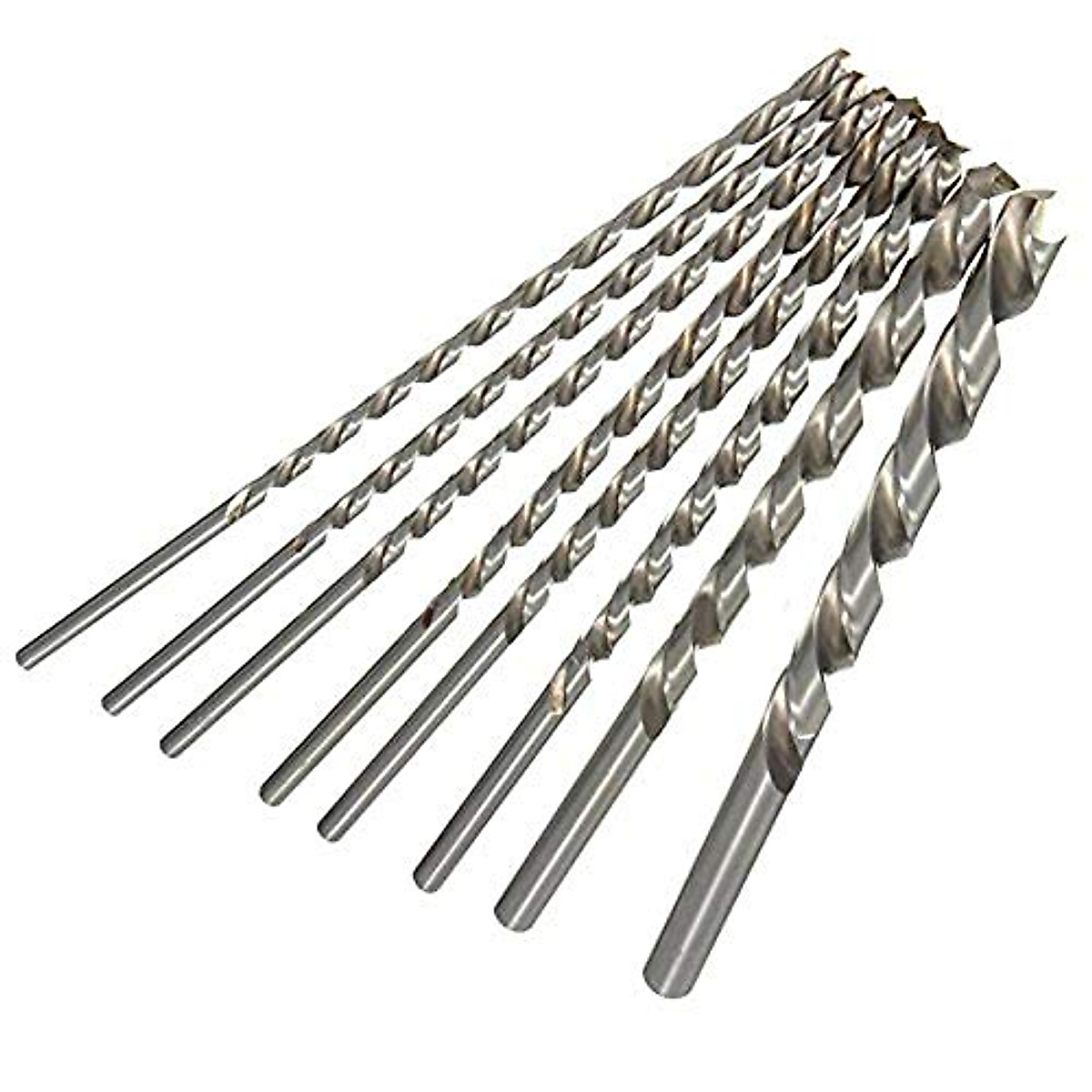 8 Pcs 200mm Extra Long Twist Drill Bits for Steel Straight Shank Tool Sets Wood Plastic and Aluminum, Plastic, Jewelry 2mm - 7mm