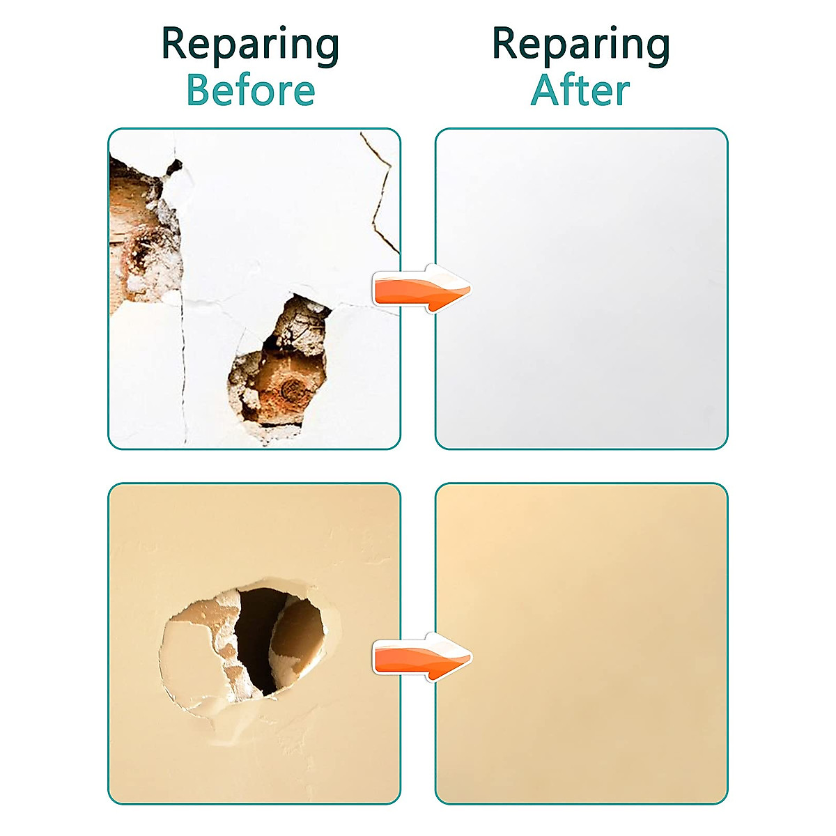 Seloom 15 Pcs Drywall Repair Kit, 2/4/6/8 Inch Self Adhesive Fiberglass Mesh Wall Repair Patches, Drywall Tools Wall Hole Quick Repair Aluminum Plate Repair Patch for Damaged Drywall Ceiling